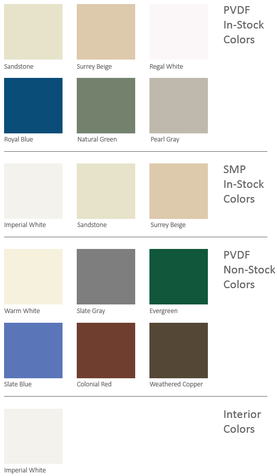 Insulated Panel Color Chart :: Ascent Buildings, LLC